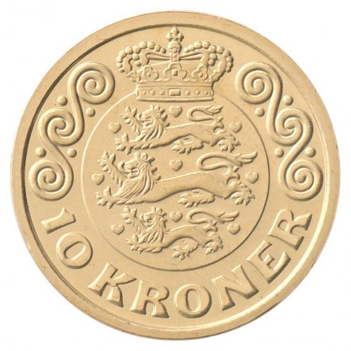 Denmark 10 Kroner Coin, 2021, KM #954, Mint, Magrethe II, Lion