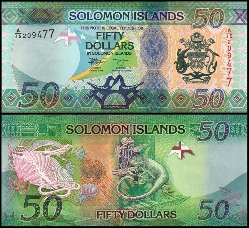 Solomon Islands 50 Dollars Banknote, 2013-2023 ND, P-35a.3, UNC